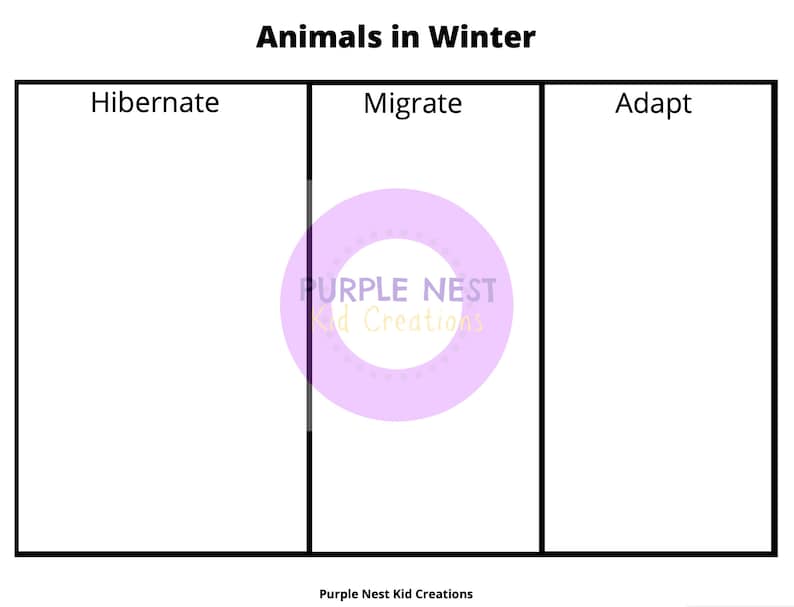 Animals in Winter Sorting Worksheet Hibernate Migrate Adapt - Etsy