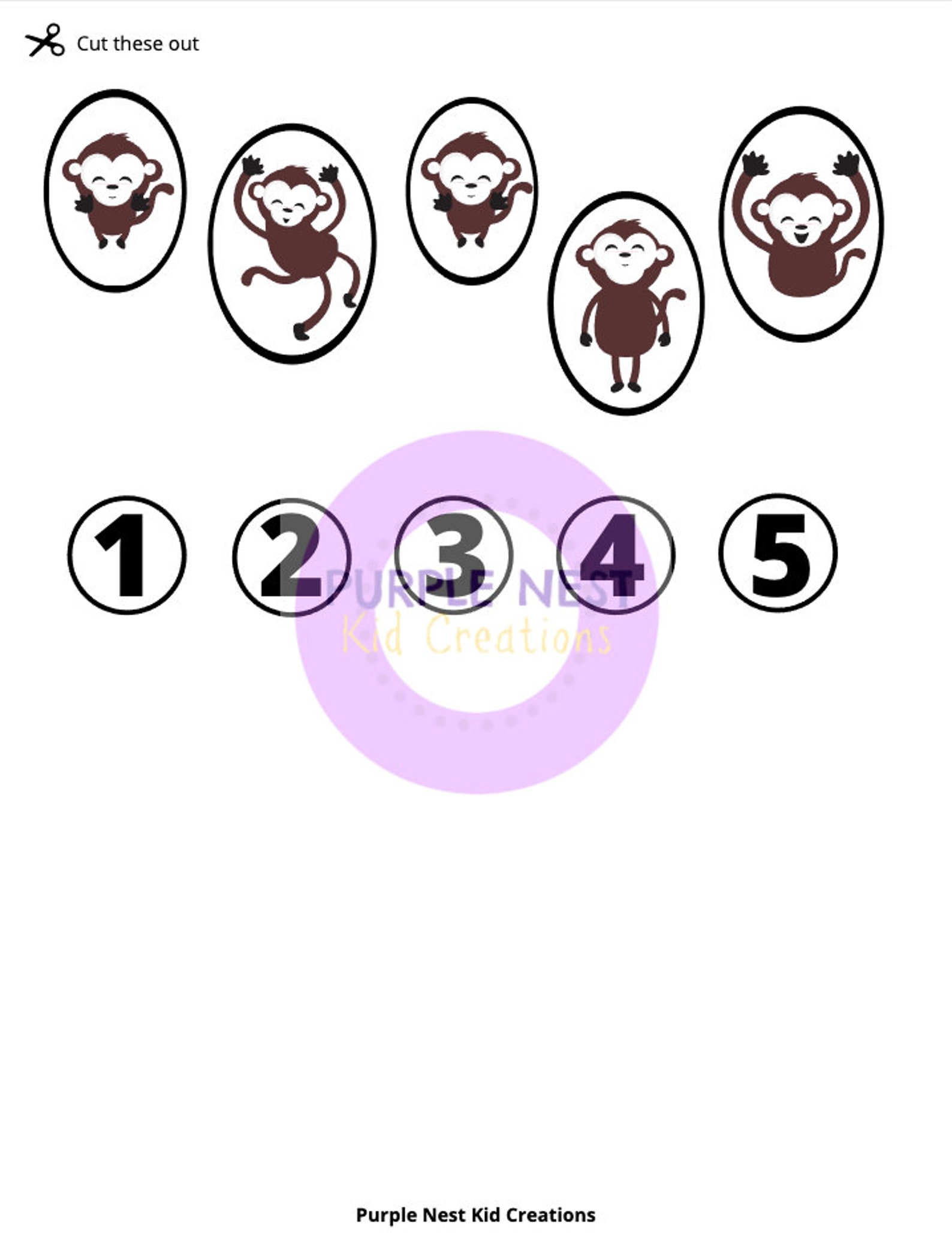 Five Little Monkeys Worksheet Five Little Monkeys Game | Etsy Five Little Monkeys Worksheet Five Little Monkeys Game | Etsy