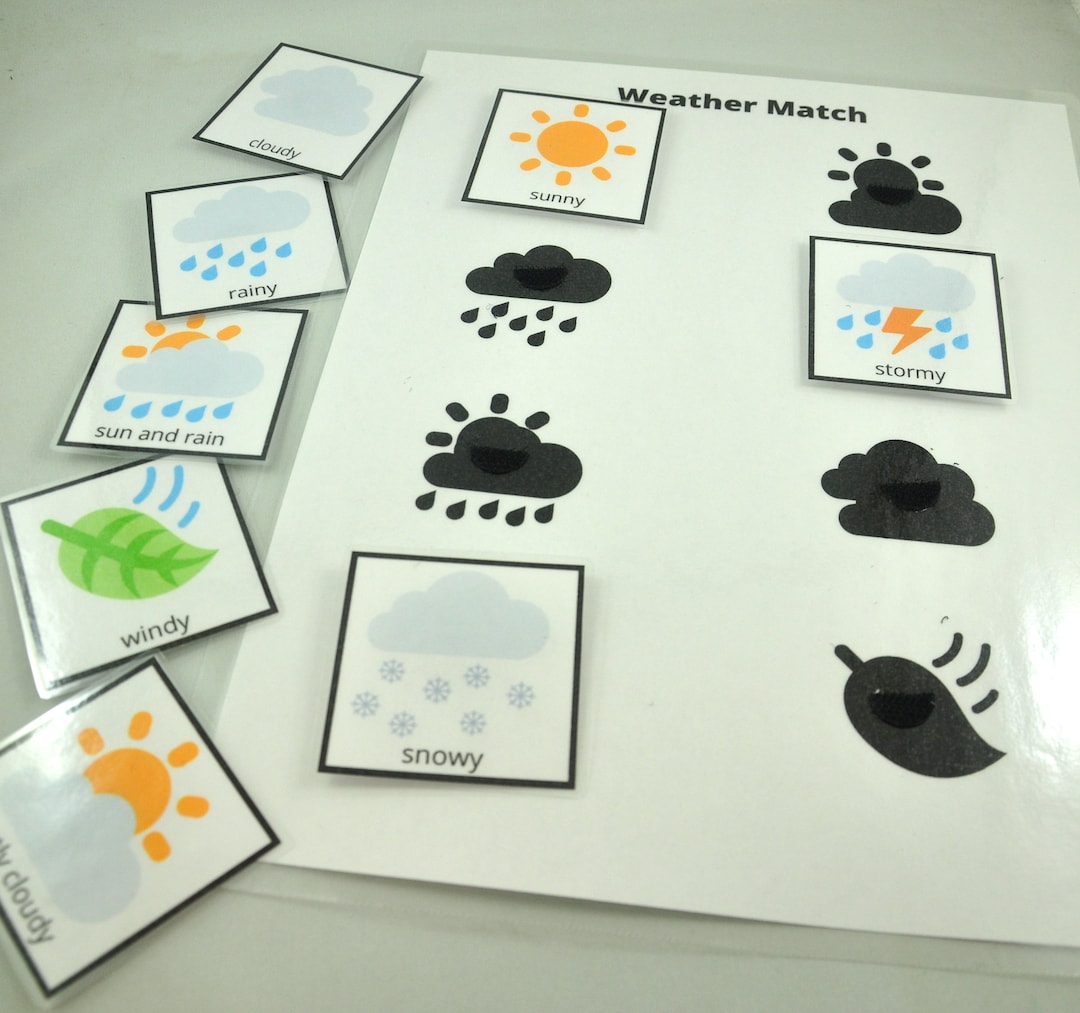 Weather Match Worksheet, Weather Matching Game, Educational Preschool ...