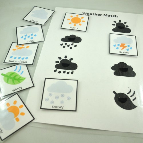 Weather Match Worksheet Weather Matching Game Educational | Etsy