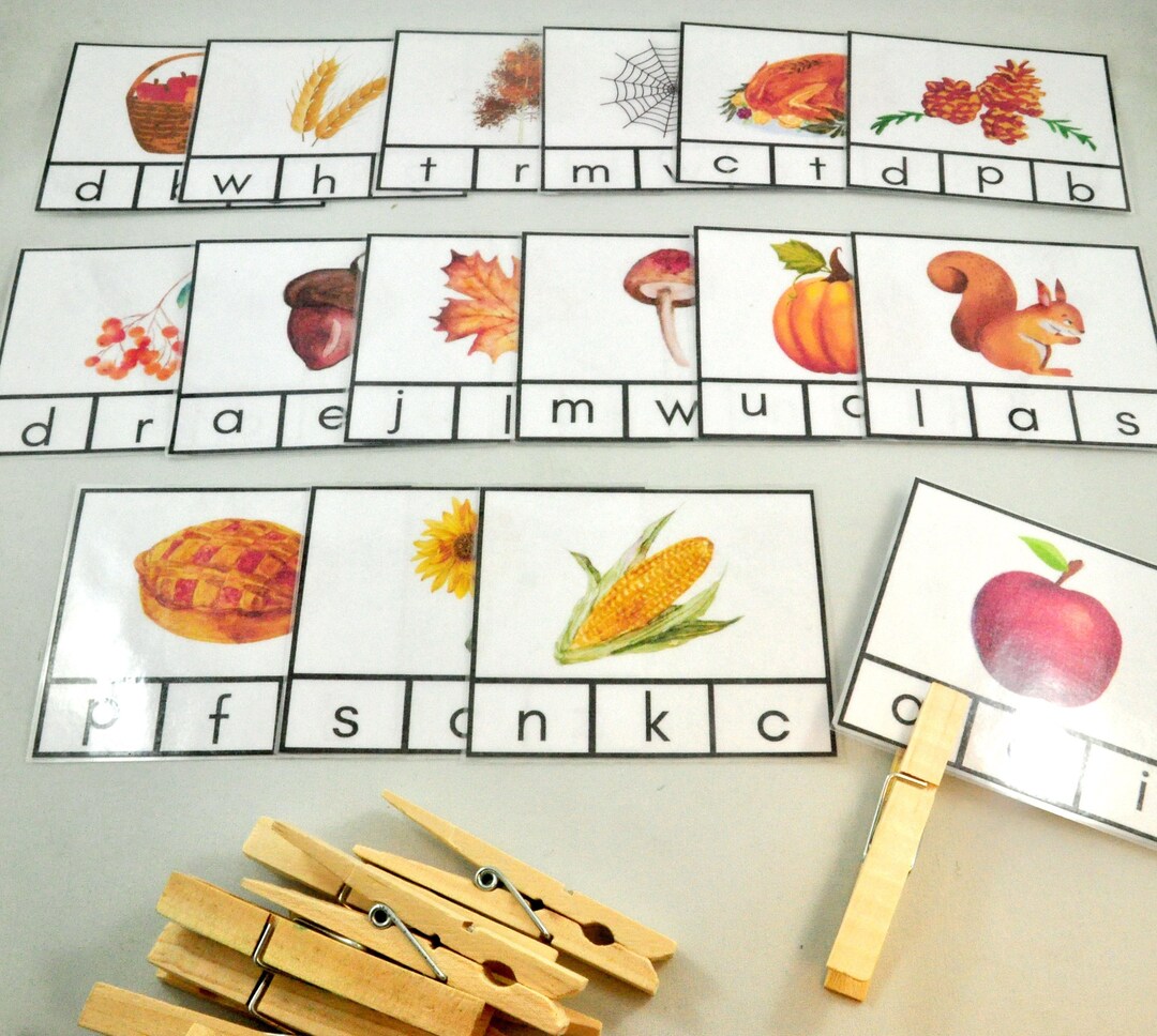 Autumn Beginning Sounds Clip Cards: Literacy Activity (PDF) - Etsy