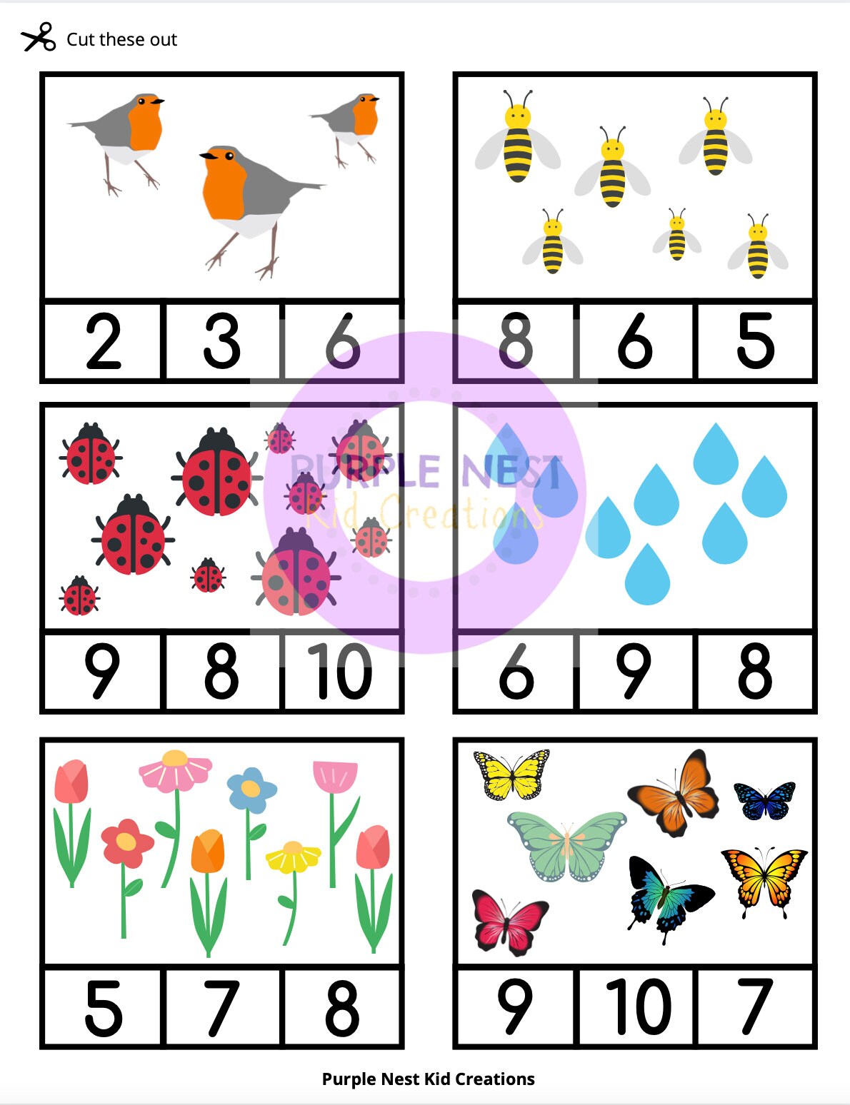 Spring Count and Clip Cards Numbers Counting Math Busy - Etsy