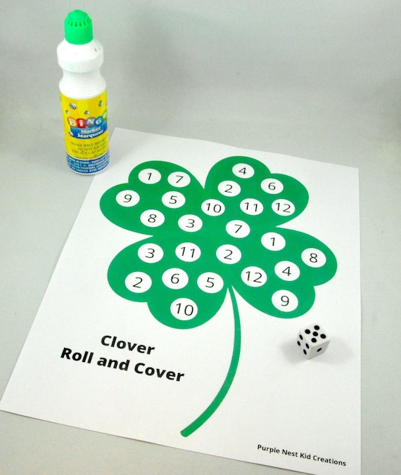 Clover Roll and Cover Worksheet St. Patrick Counting - Etsy