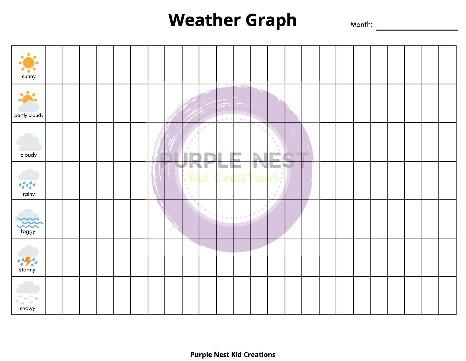 Weather Charts: Monthly & Weekly Graphing Worksheets (digital Download ...