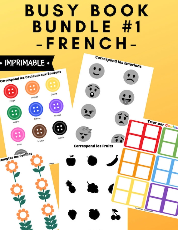 French Busy Book Bundle 1 Busy Book Printable Matching - Etsy