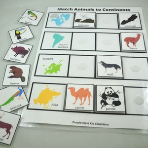 Continents & Oceans Matching Game: Educational Printable (digital ...