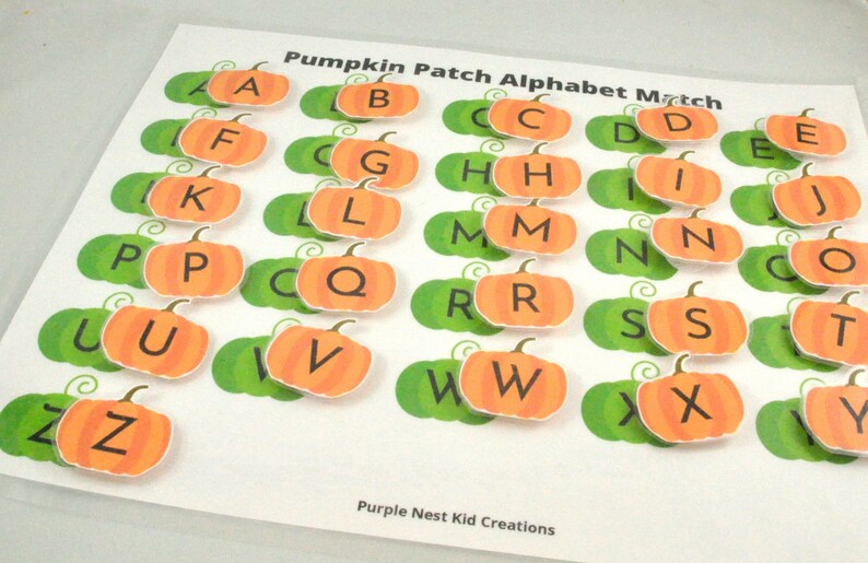 Pumpkin Patch Alphabet Match Worksheet Fall Alphabet Matching - Etsy