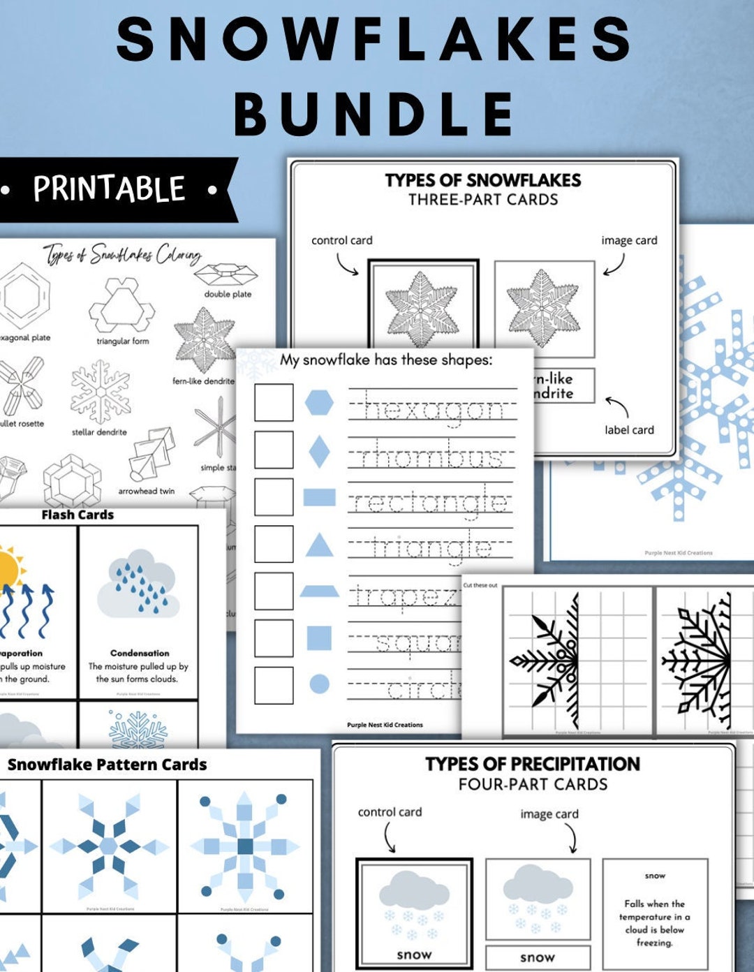 Snowflakes Bundle, Snowflakes Unit Study, Winter Activities, Snow ...