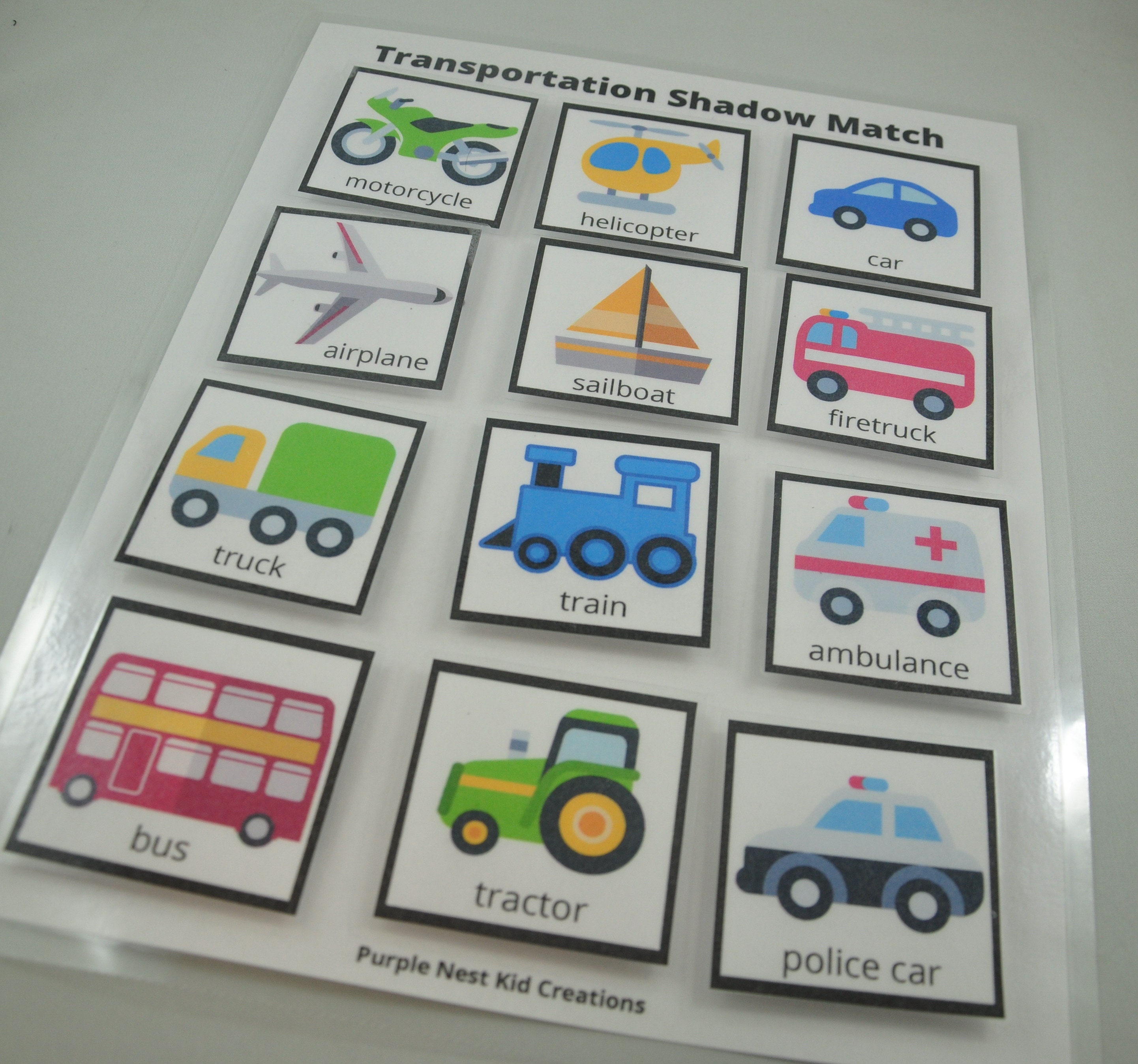 Match the Transportation Worksheet Vehicle Matching Game | Etsy
