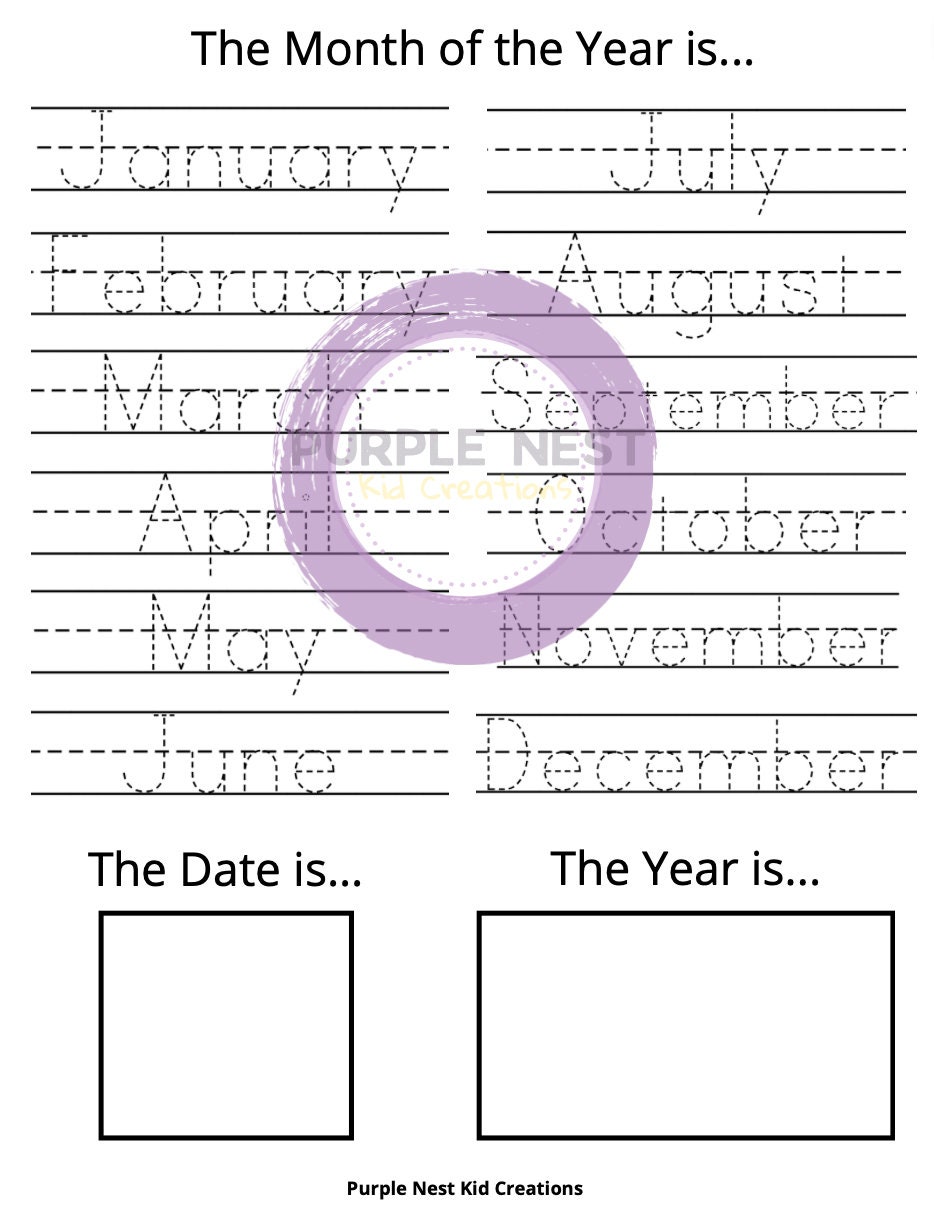 Today's Date Printable Worksheets Days of the Week - Etsy