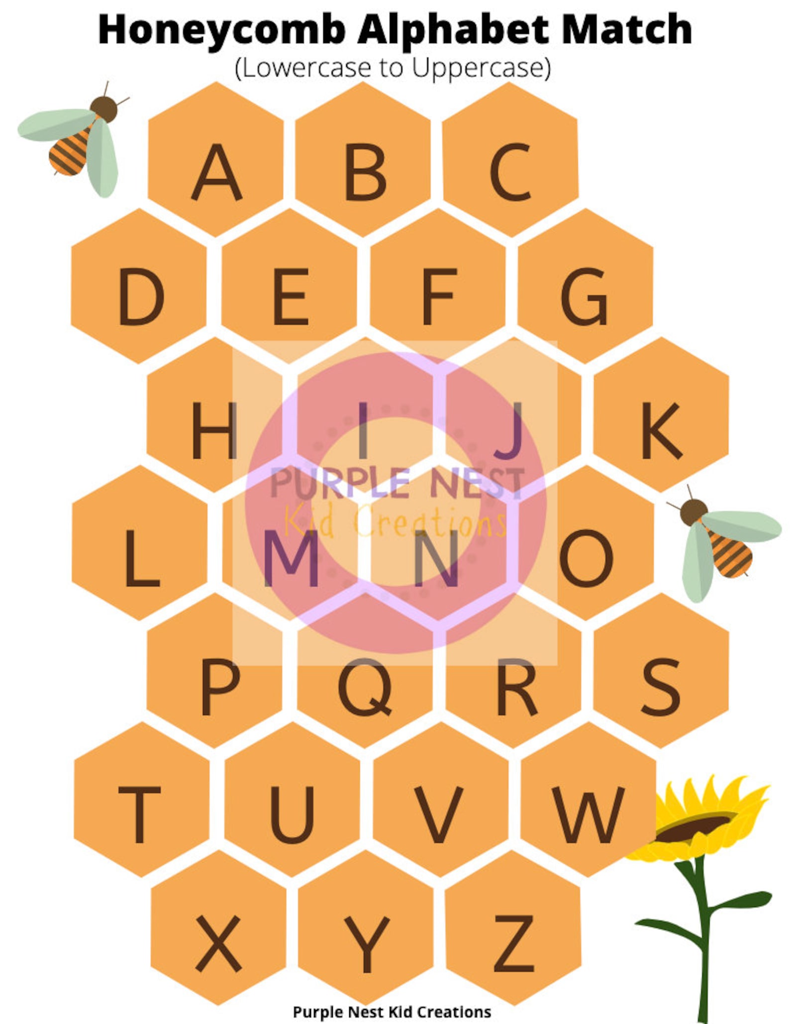 Honeycomb Alphabet Matching Worksheet Quiet Book Pages Busy - Etsy