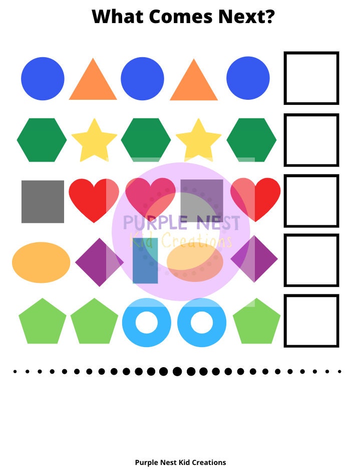 What Comes Next Worksheet Finish the Pattern Game | Etsy