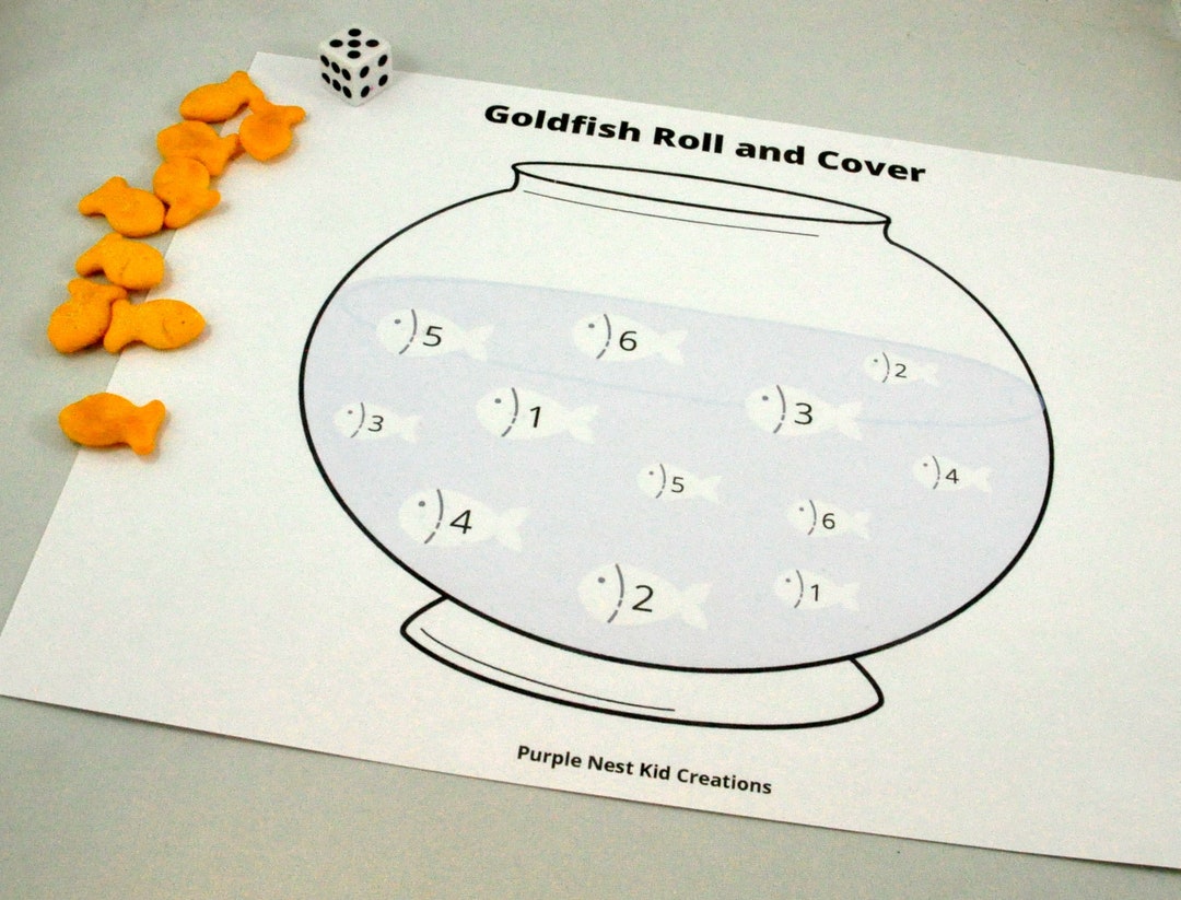 Goldfish Roll and Cover Worksheet, Numbers 1-6, Counting Activity, Math ...