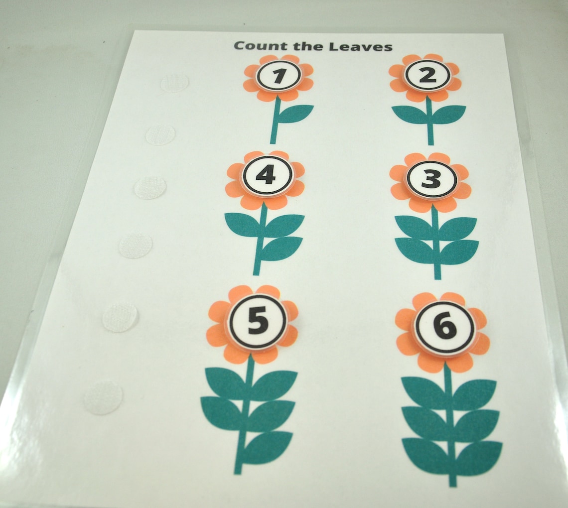 Count the Leaves Worksheet Counting Game Educational | Etsy