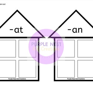 Word Family Houses Activity Phonics Language CVC Rhyming | Etsy