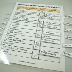 Canada Geography Matching Activity: Provinces, Flags, Birds (digital ...