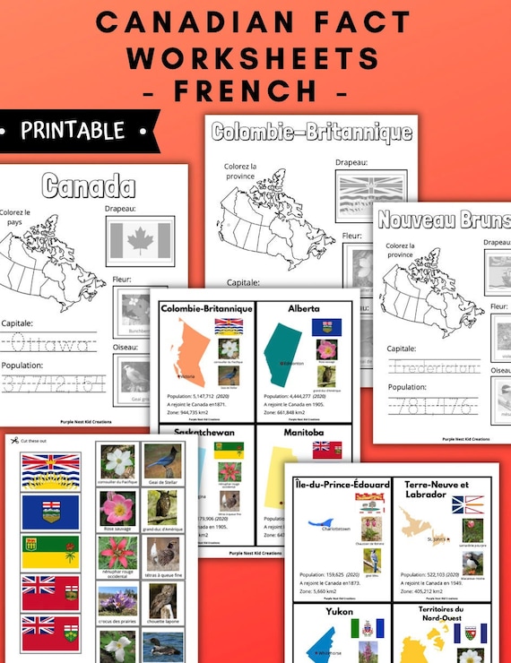 French Canadian Fact Worksheets Flash Cards Provinces - Etsy