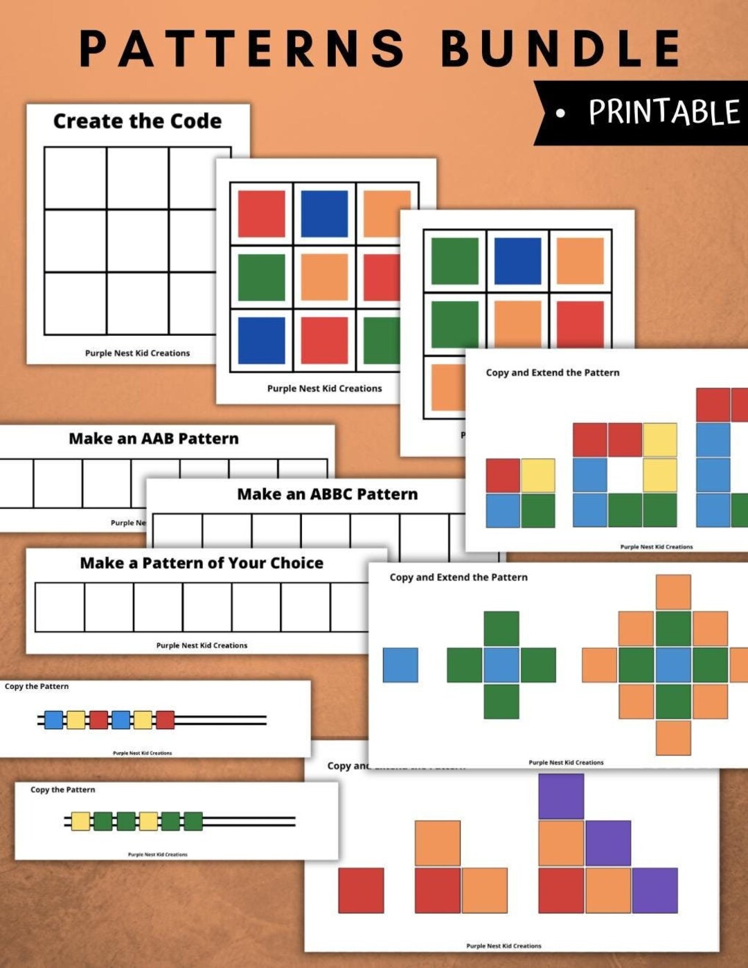 Creating Patterns Printable Bundle, Create Patterns Activity, Math ...