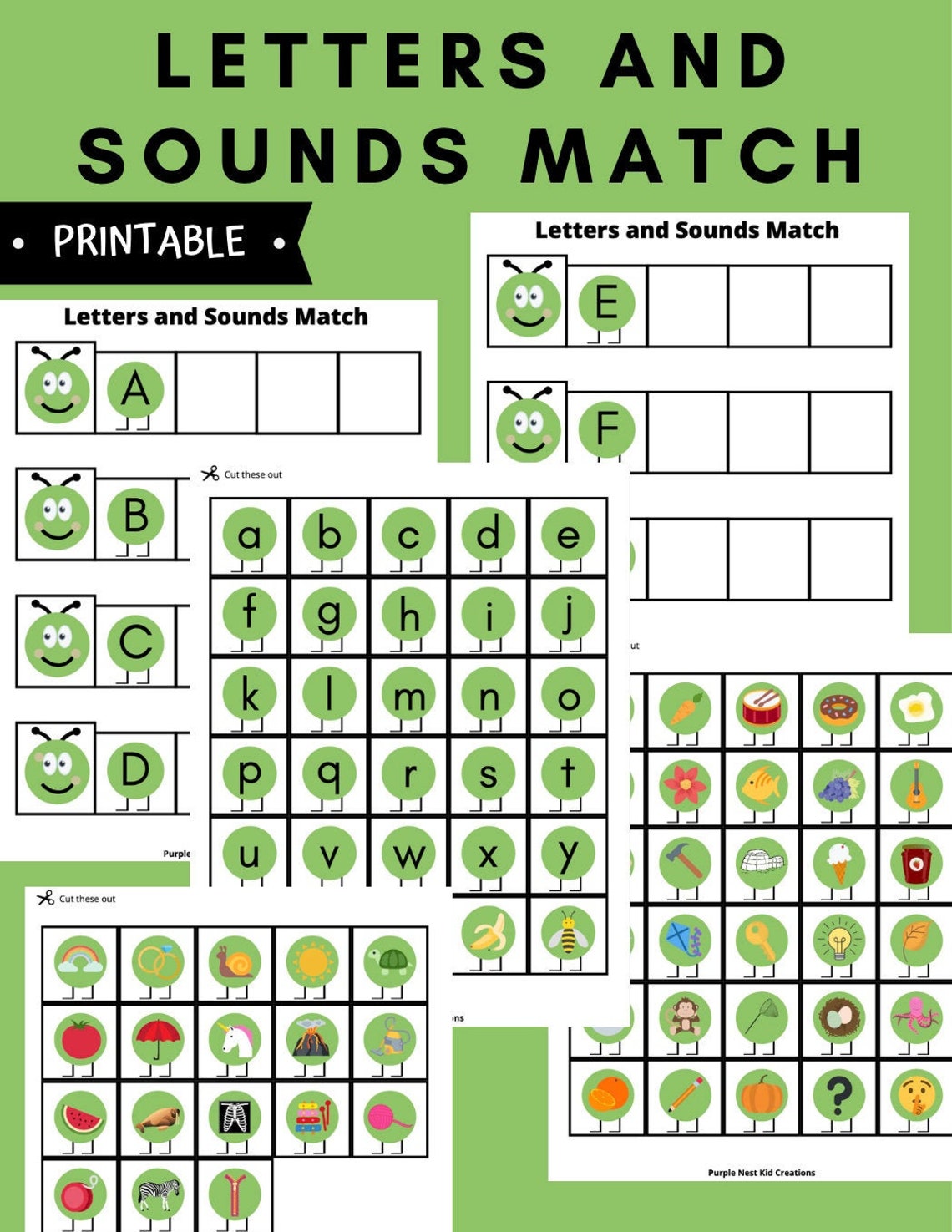 Letters and Sounds Match Worksheet Phonics Beginning Sounds - Etsy