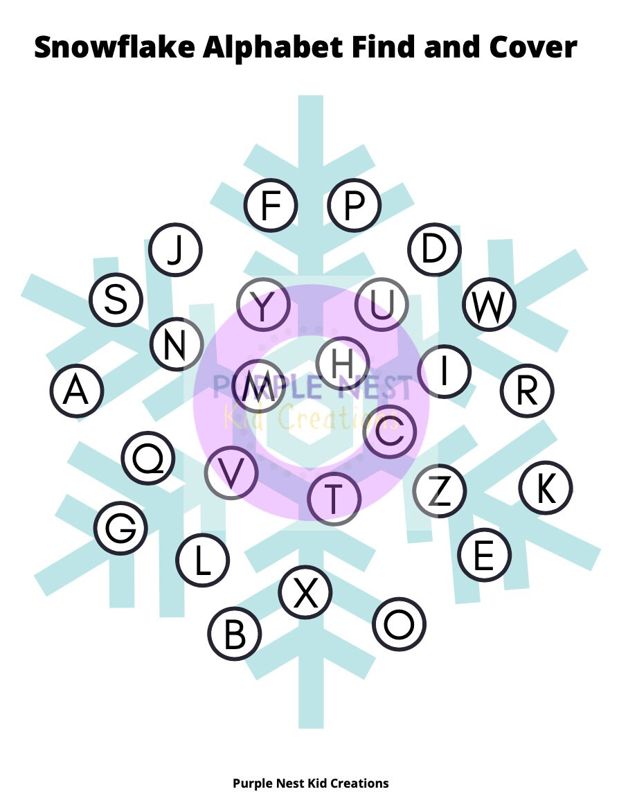 Snowflake Alphabet Find and Cover Activity Letters A to Z - Etsy