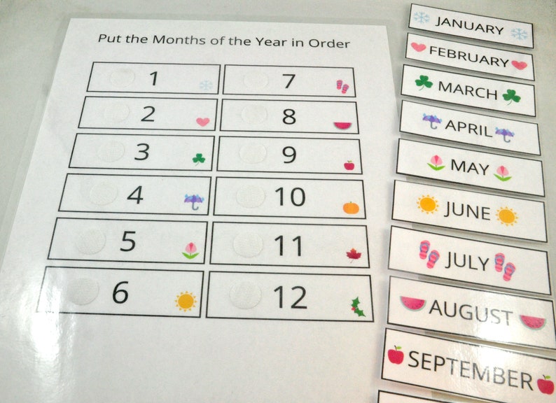 Months of the Year Printable: Morning Binder Activity (PDF Download) - Etsy