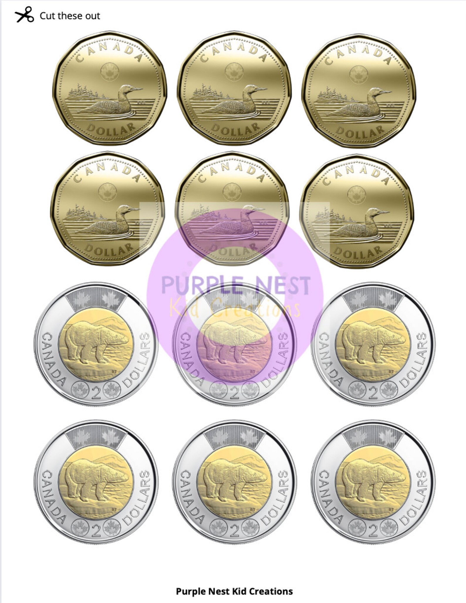 Canadian Coins Counting Worksheet: Educational Game (digital Download ...