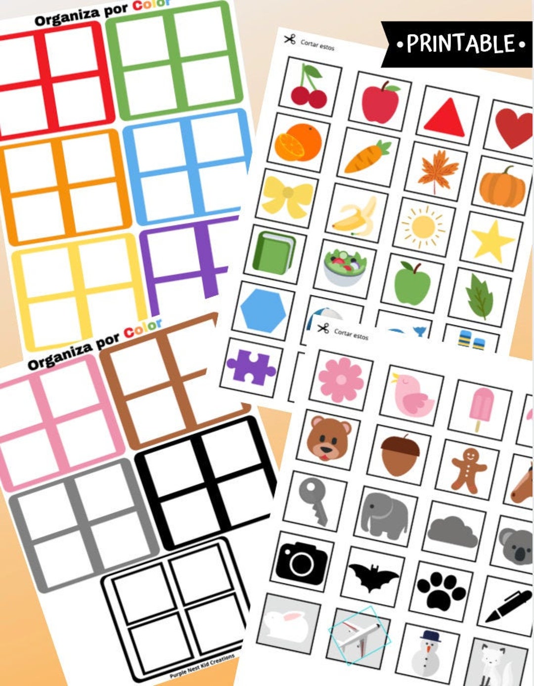 Spanish Color Sorting Activity: Preschool Printable Worksheet (digital ...