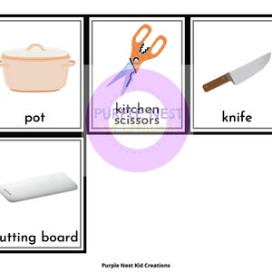 Kitchen Tools Flash Cards: Montessori Three Part Cards (digital ...