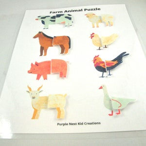 Farm Animal Puzzle Worksheet, Animal Matching Game, Educational ...