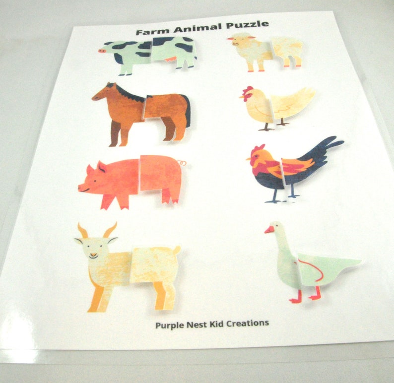 Farm Animal Puzzle Worksheet Animal Matching Game - Etsy