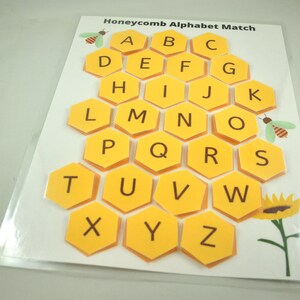 Honeycomb Alphabet Match Worksheet, Alphabet Matching Game, Educational ...