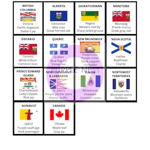 Canada Geography Bundle, Provinces and Territories, Matching, Birds ...