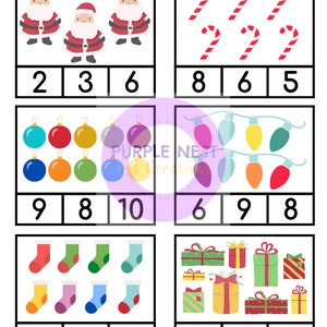 Christmas Count and Clip Cards, Printable Activity, Numbers, Counting ...