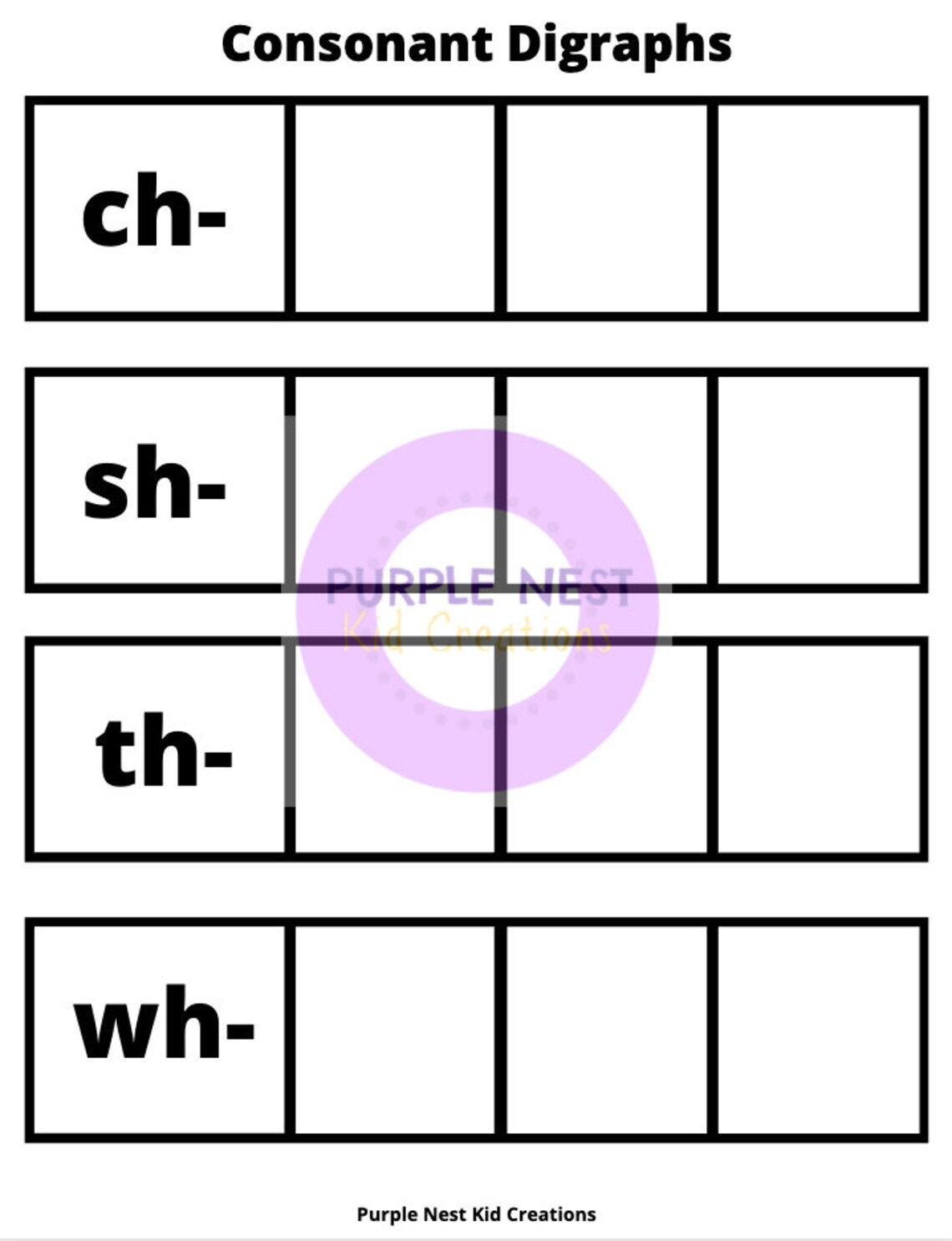 Consonant Digraphs Matching Worksheet Phonics Consonants | Etsy