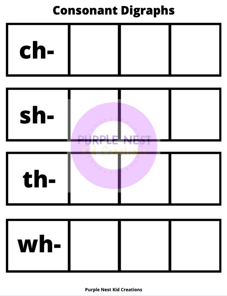 Consonant Digraphs Matching Worksheet Phonics Consonants | Etsy