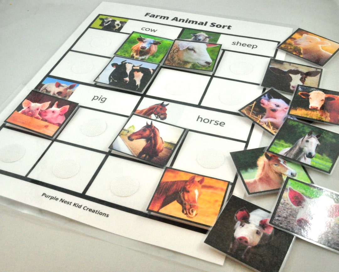 Farm Animal Sort Worksheet, Farm Animals Sorting Game, Educational ...