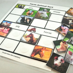 Farm Animal Sort Worksheet, Farm Animals Sorting Game, Educational ...
