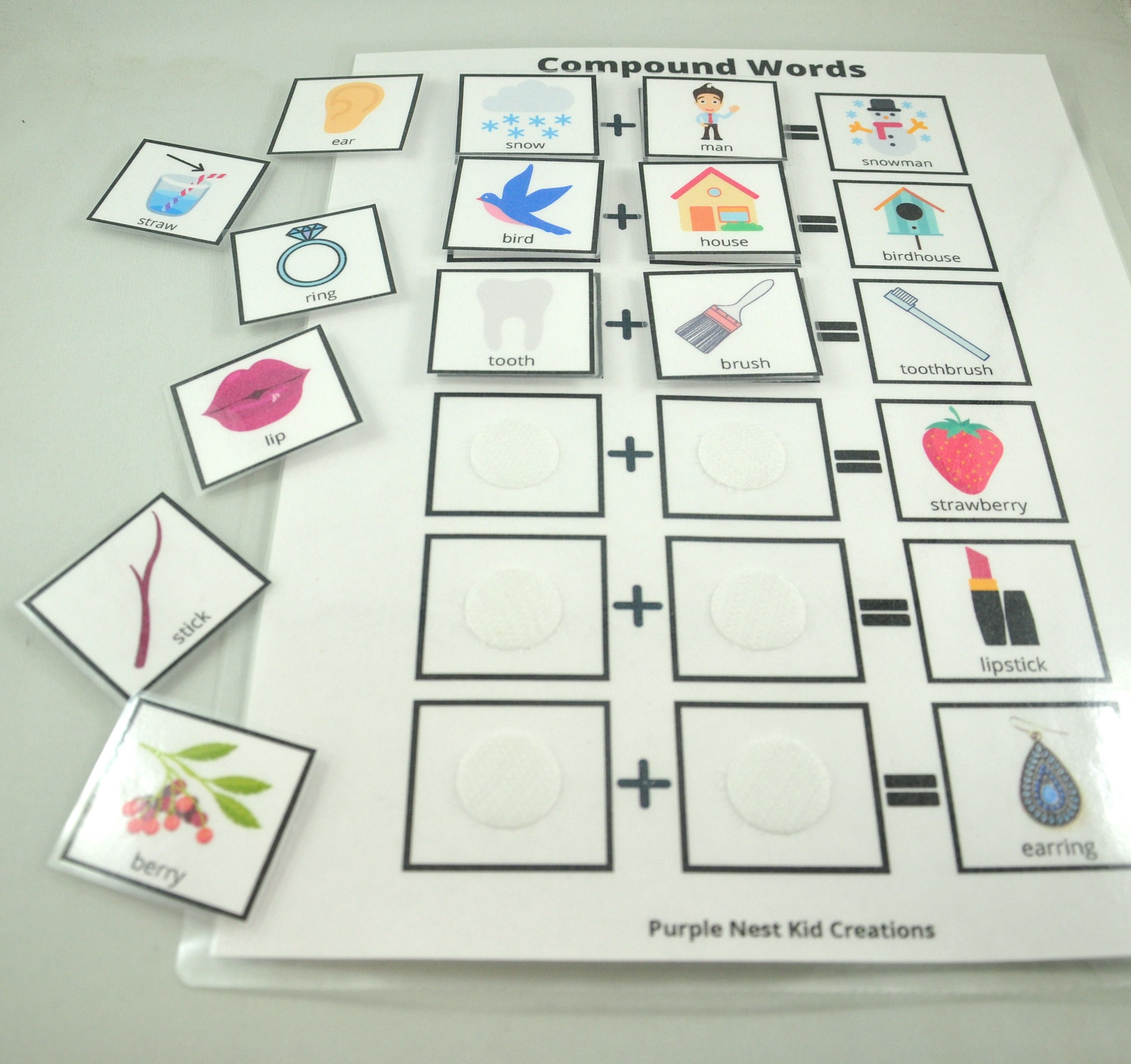 Compound Words Worksheet Phonics Game Educational Printable | Etsy