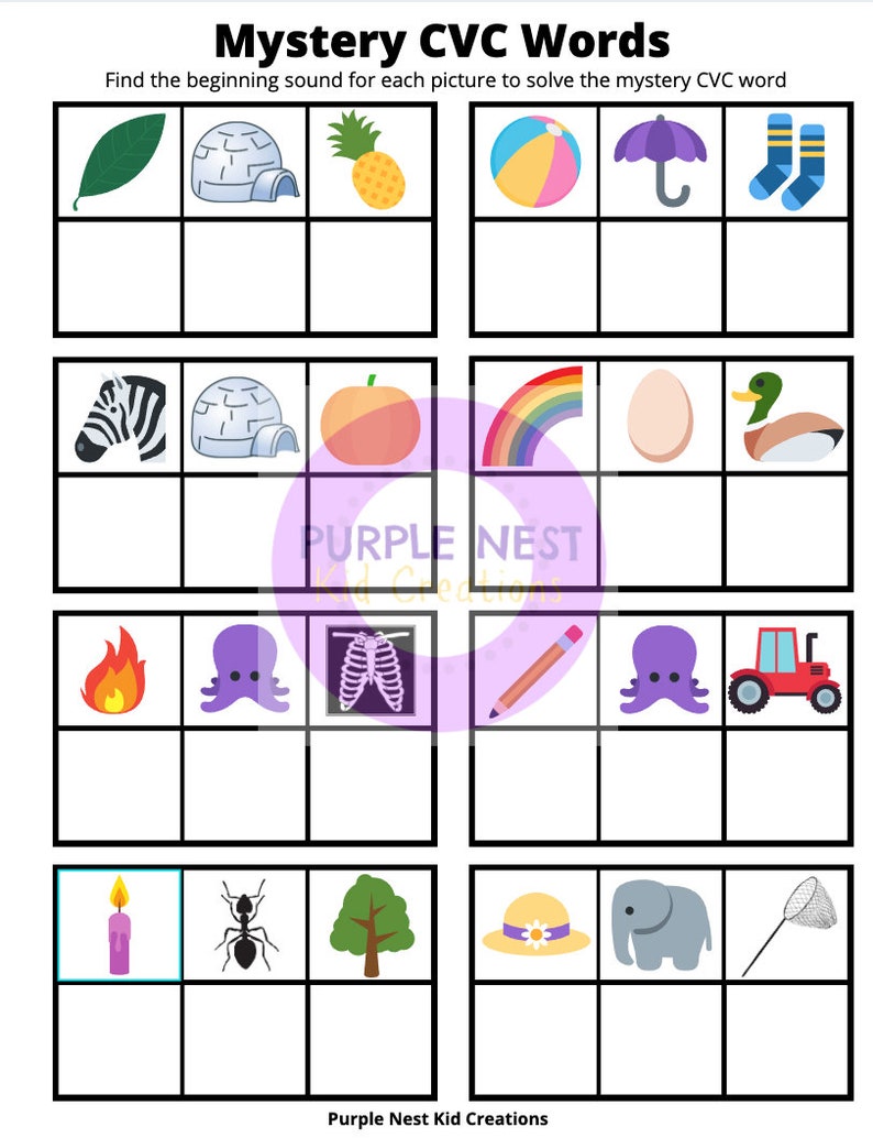 Mystery CVC Words Worksheet: Phonics Game Printable (PDF) - Etsy
