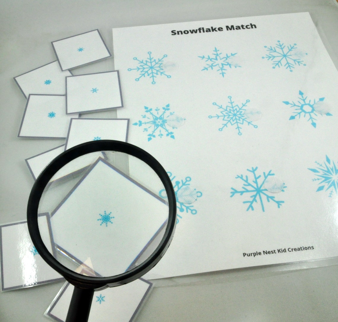 Snowflake Match Worksheet Snowflake Matching Game Winter - Etsy