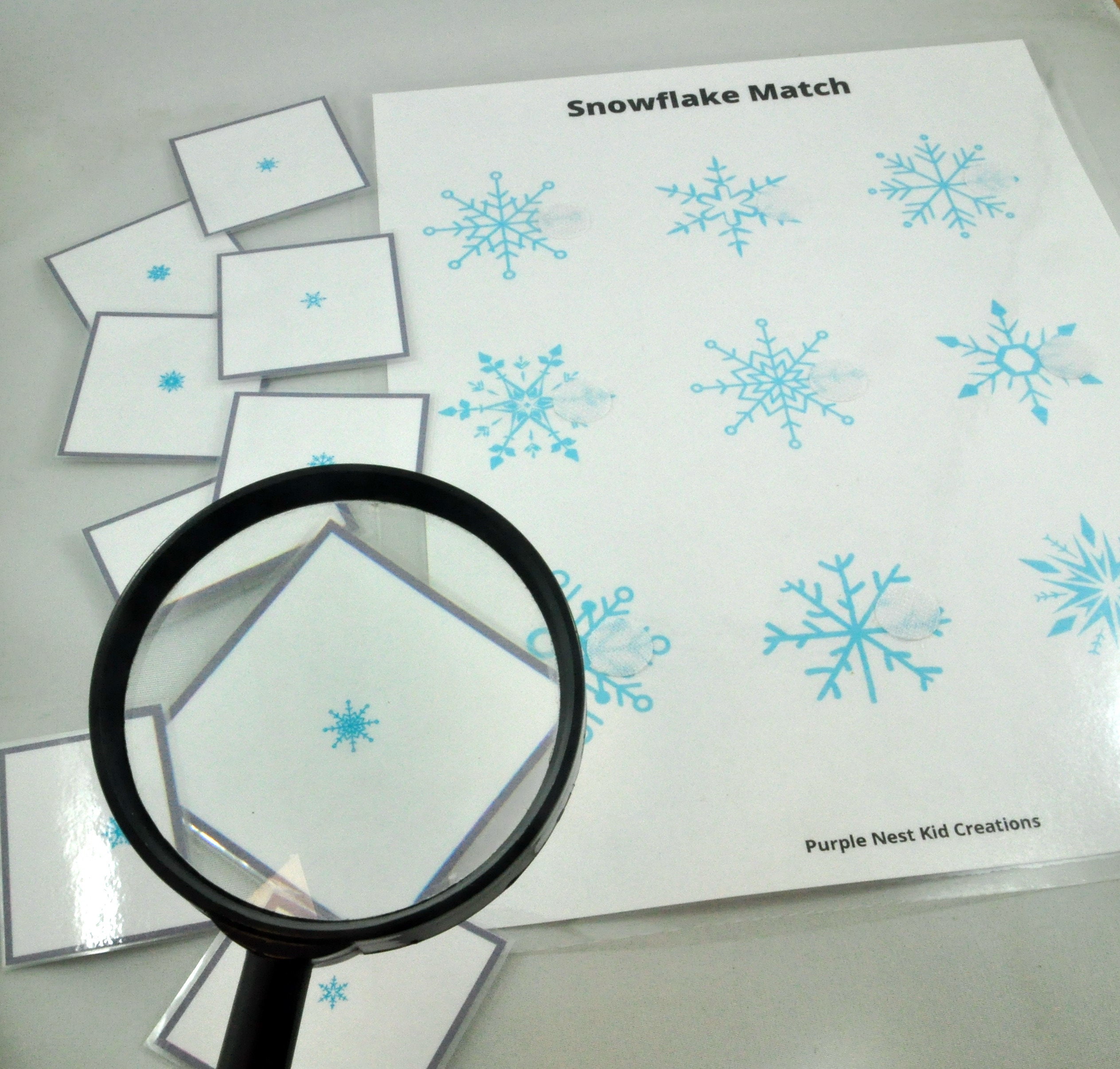 Snowflake Match Worksheet Snowflake Matching Game Winter - Etsy