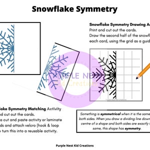 Snowflake Symmetry Printable Activity, Shapes, Snow, Winter, Snowflakes ...