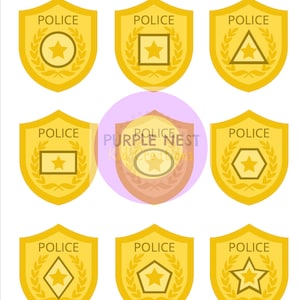 Police Badge Shape Match Worksheet, Shape Matching Game, Educational ...