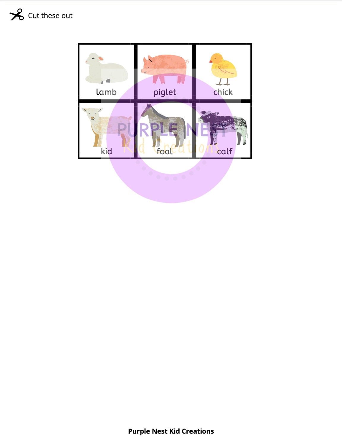 Farm Animal Babies Worksheet Match Baby to Mother Game - Etsy Hong Kong