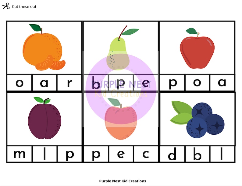 Fruits and Vegetables Printable Bundle Sorting Phonics | Etsy