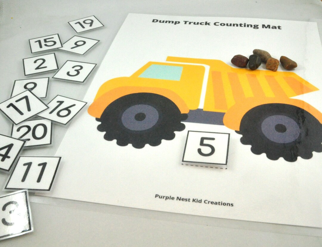 Dump Truck Counting Mat, Playdough Mat, Construction Activity, Trucks ...