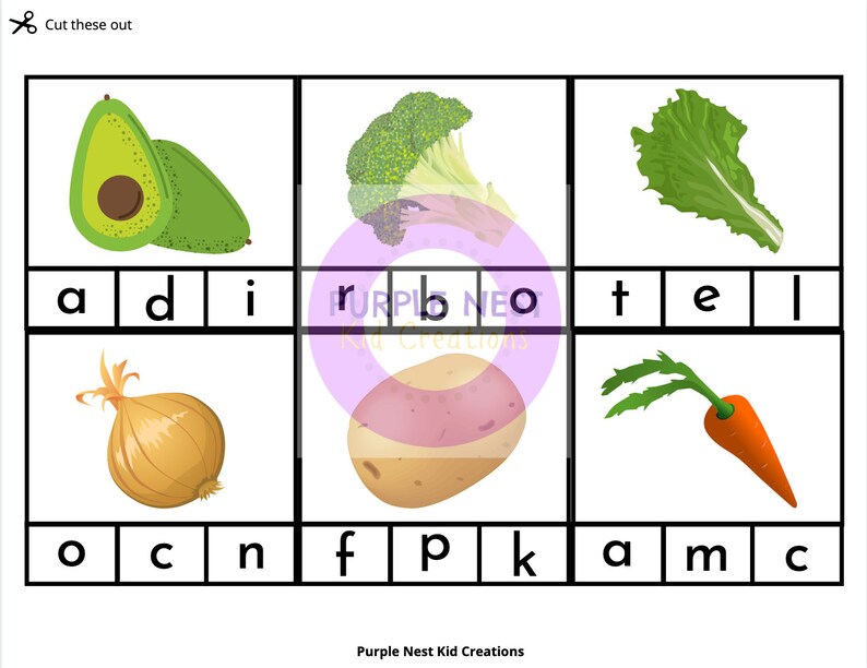 Fruits and Vegetables Printable Bundle Sorting Phonics | Etsy