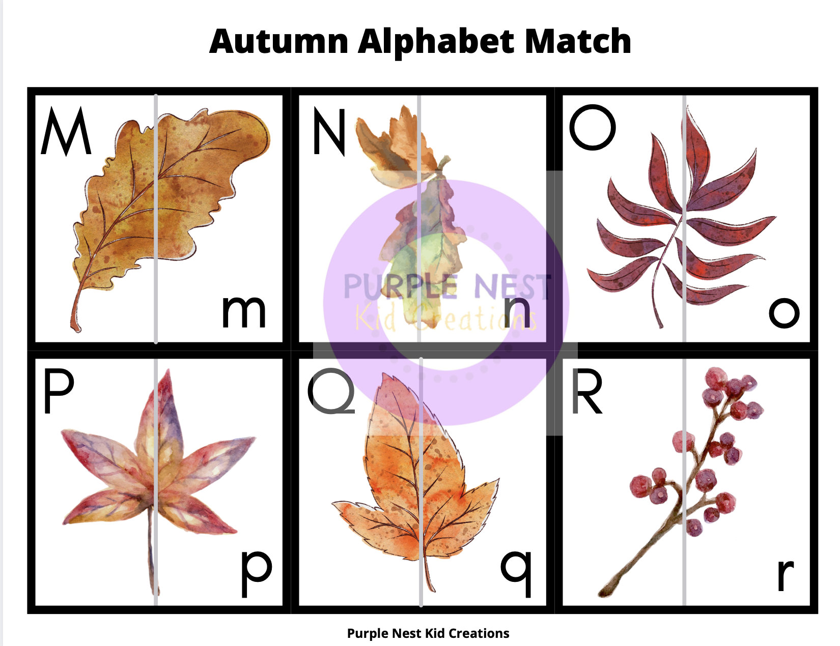 Autumn Alphabet Puzzle Fall Matching Game Puzzle Alphabet - Etsy