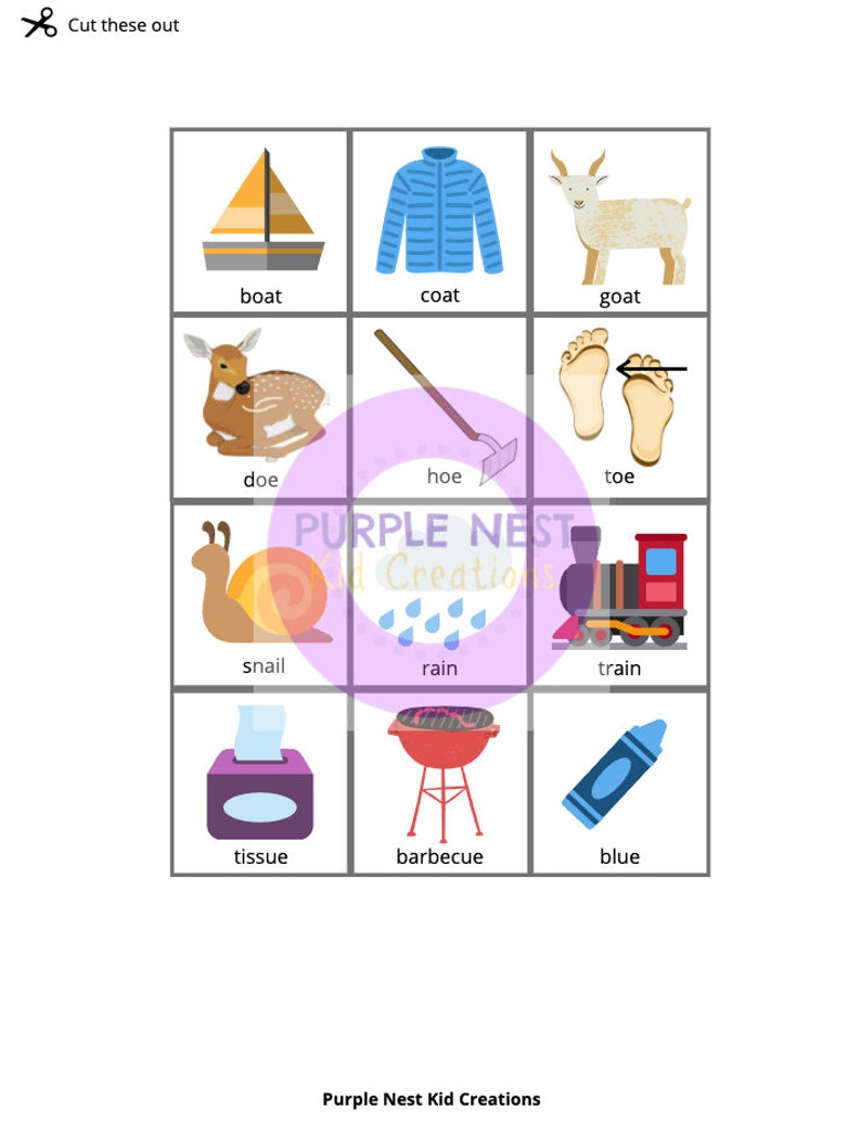 Vowel Digraphs Matching Worksheet Phonics Game Vowels | Etsy UK