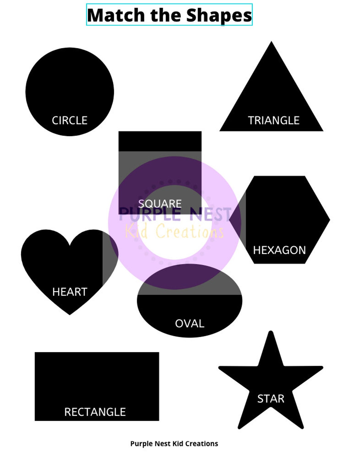 Shape Match Worksheet Shape Matching Game Educational | Etsy